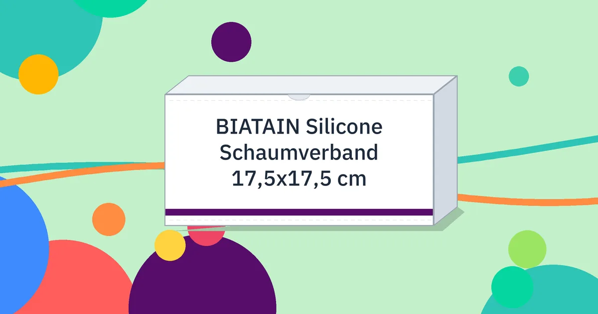 Symbolbild: Packung mit der Aufschrift BIATAIN Silicone Schaumverband 17,5x17,5 cm (PZN 12369288) – Verfügbarkeit und Bezug in Apotheken in Frankfurt am Main