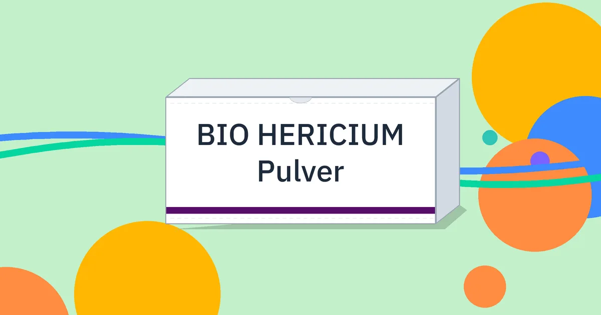 Symbolbild: Packung mit der Aufschrift BIO HERICIUM Pulver (PZN 16835020) – Verfügbarkeit und Bezug in Apotheken in Frankfurt am Main