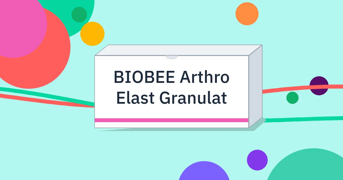 Symbolbild: Packung mit der Aufschrift BIOBEE Arthro Elast Granulat (PZN 12543585) – Verfügbarkeit und Bezug in Apotheken in Frankfurt am Main
