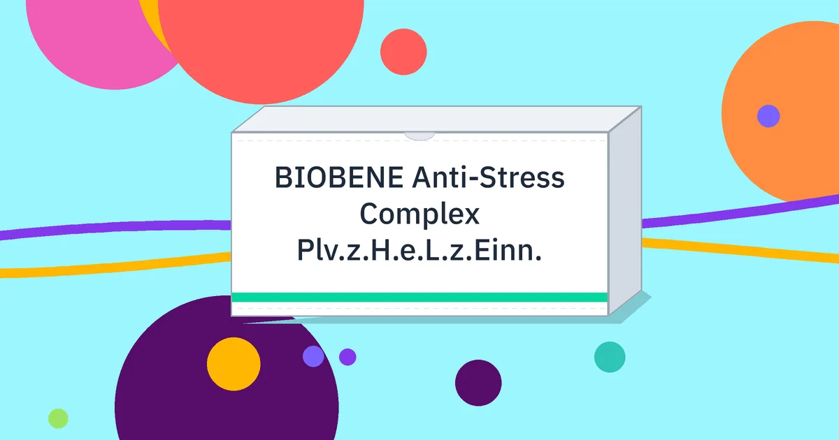 Symbolbild: Packung mit der Aufschrift BIOBENE Anti-Stress Complex Plv.z.H.e.L.z.Einn. (PZN 19658245) – Verfügbarkeit und Bezug in Apotheken in Frankfurt am Main