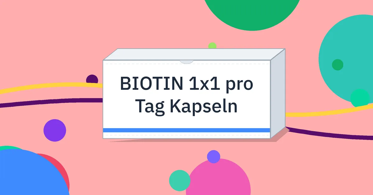 Symbolbild: Packung mit der Aufschrift BIOTIN 1x1 pro Tag Kapseln (PZN 07412510) – Verfügbarkeit und Bezug in Apotheken in Frankfurt am Main