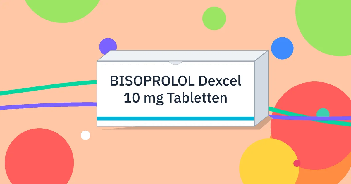 Symbolbild: Packung mit der Aufschrift BISOPROLOL Dexcel 10 mg Tabletten (PZN 09611969) – Verfügbarkeit und Bezug in Apotheken in Frankfurt am Main