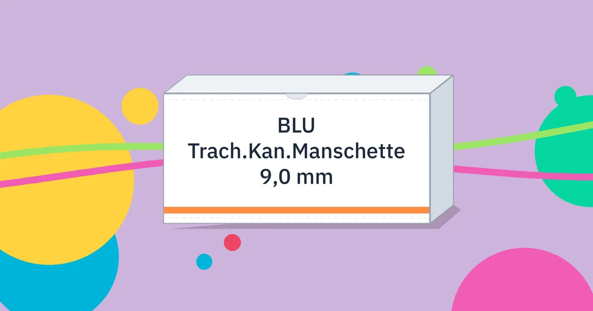 Symbolbild: Packung mit der Aufschrift BLU Trach.Kan.Manschette 9,0 mm (PZN 09216374) – Verfügbarkeit und Bezug in Apotheken in Frankfurt am Main