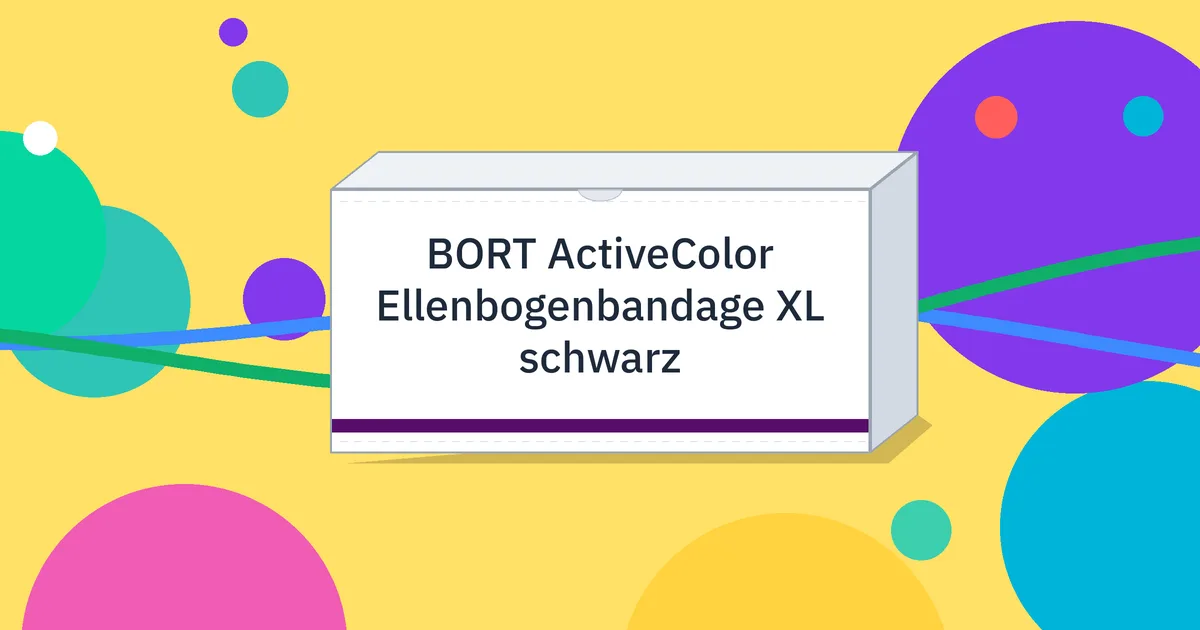 Symbolbild: Packung mit der Aufschrift BORT ActiveColor Ellenbogenbandage XL schwarz (PZN 15256053) – Verfügbarkeit und Bezug in Apotheken in Frankfurt am Main