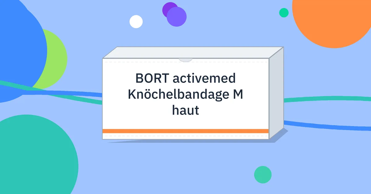 Symbolbild: Packung mit der Aufschrift BORT activemed Knöchelbandage M haut (PZN 10024266) – Verfügbarkeit und Bezug in Apotheken in Frankfurt am Main