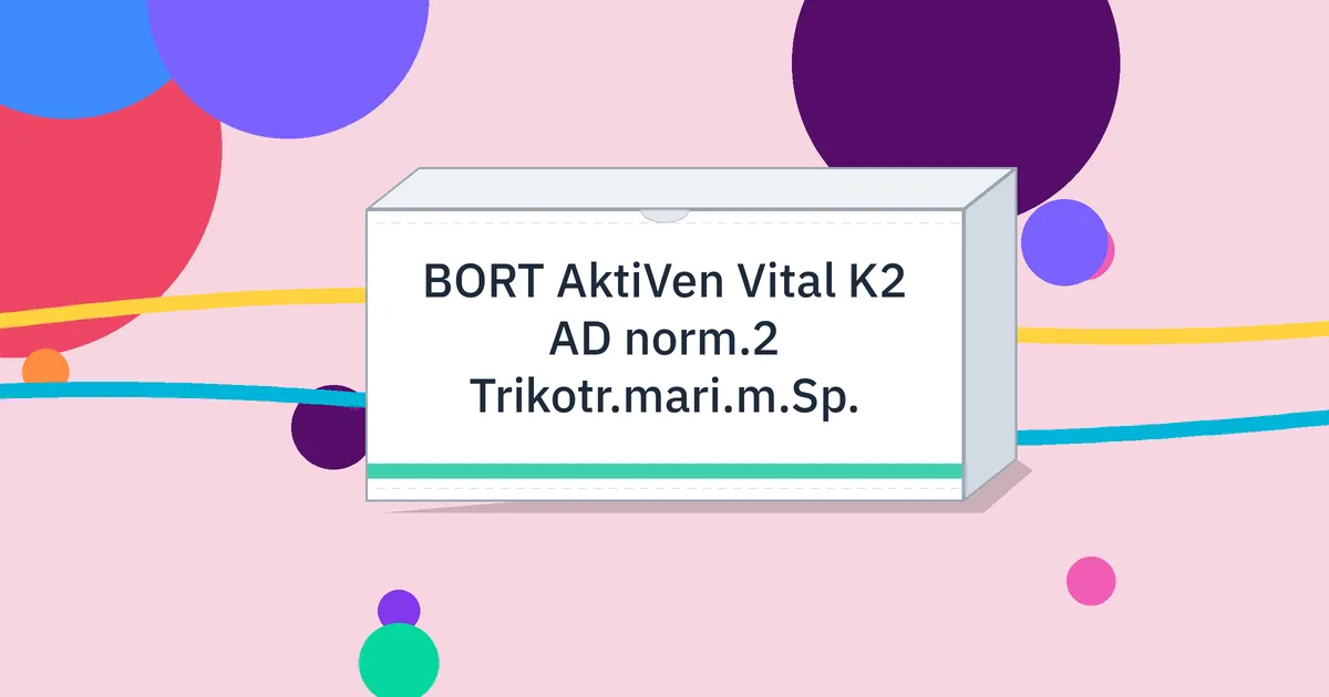 Symbolbild: Packung mit der Aufschrift BORT AktiVen Vital K2 AD norm.2 Trikotr.mari.m.Sp. (PZN 13727815) – Verfügbarkeit und Bezug in Apotheken in Frankfurt am Main