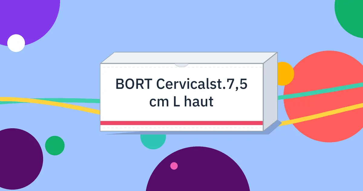 Symbolbild: Packung mit der Aufschrift BORT Cervicalst.7,5 cm L haut (PZN 06157412) – Verfügbarkeit und Bezug in Apotheken in Frankfurt am Main