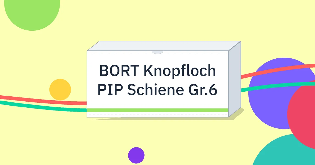 Symbolbild: Packung mit der Aufschrift BORT Knopfloch PIP Schiene Gr.6 (PZN 16847081) – Verfügbarkeit und Bezug in Apotheken in Frankfurt am Main