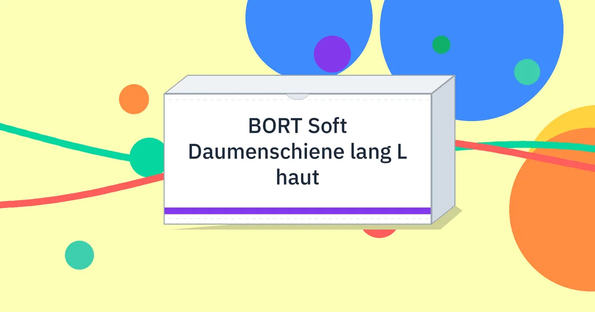 Symbolbild: Packung mit der Aufschrift BORT Soft Daumenschiene lang L haut (PZN 06084771) – Verfügbarkeit und Bezug in Apotheken in Frankfurt am Main