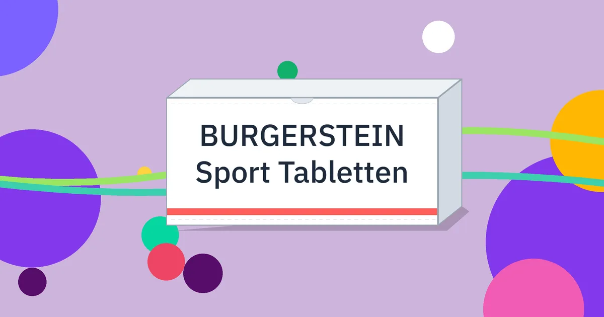 Symbolbild: Packung mit der Aufschrift BURGERSTEIN Sport Tabletten (PZN 14303833) – Verfügbarkeit und Bezug in Apotheken in Frankfurt am Main