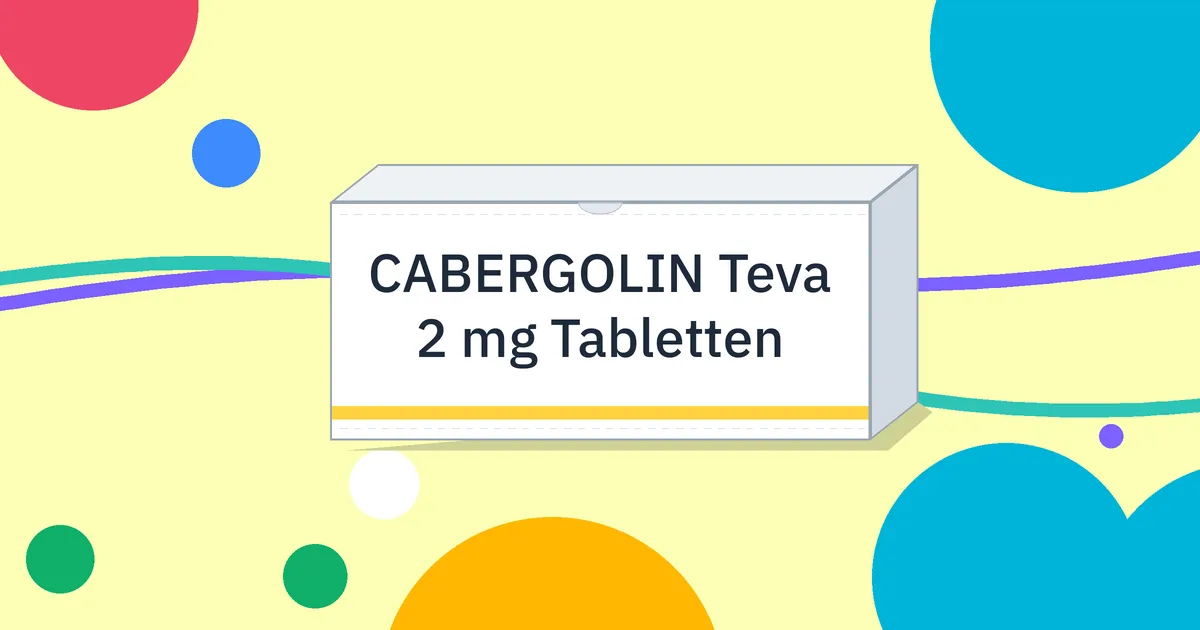 Symbolbild: Packung mit der Aufschrift CABERGOLIN Teva 2 mg Tabletten (PZN 09191906) – Verfügbarkeit und Bezug in Apotheken in Frankfurt am Main