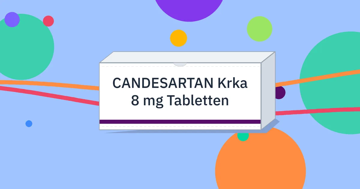 Symbolbild: Packung mit der Aufschrift CANDESARTAN Krka 8 mg Tabletten (PZN 14272481) – Verfügbarkeit und Bezug in Apotheken in Frankfurt am Main