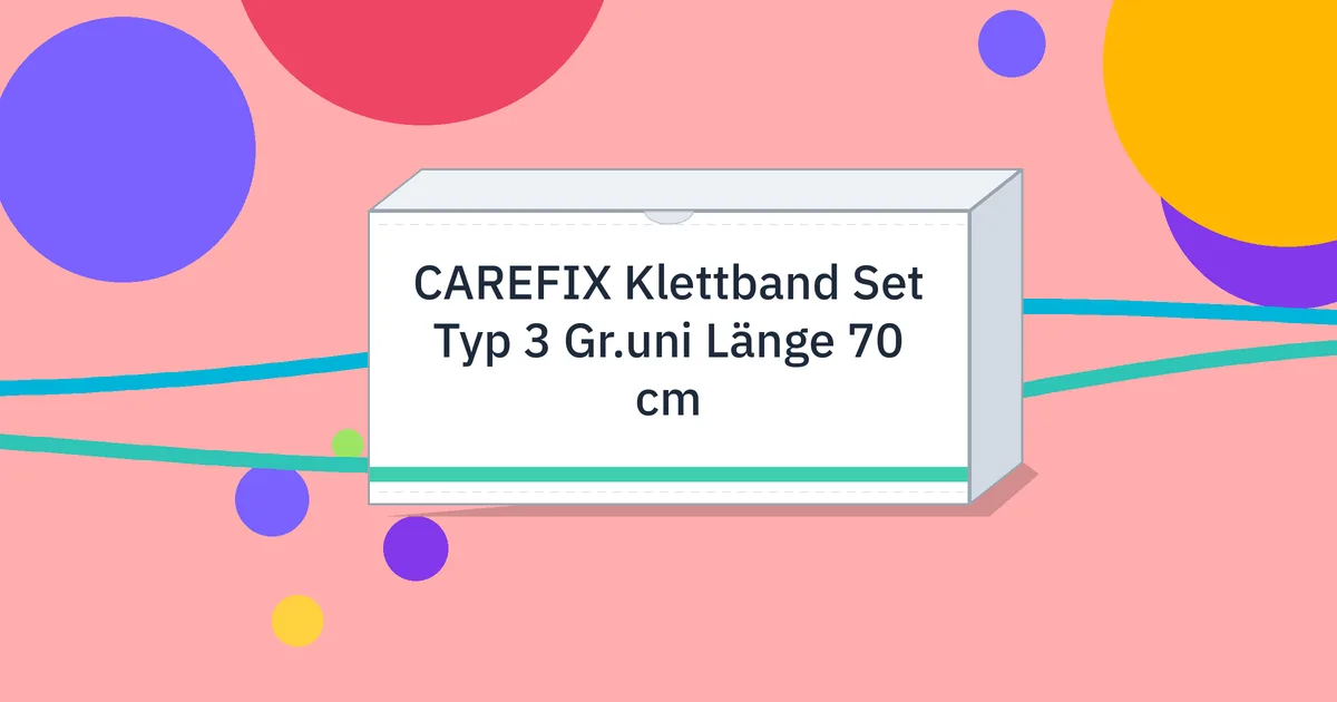 Symbolbild: Packung mit der Aufschrift CAREFIX Klettband Set Typ 3 Gr.uni Länge 70 cm (PZN 12357931) – Verfügbarkeit und Bezug in Apotheken in Frankfurt am Main