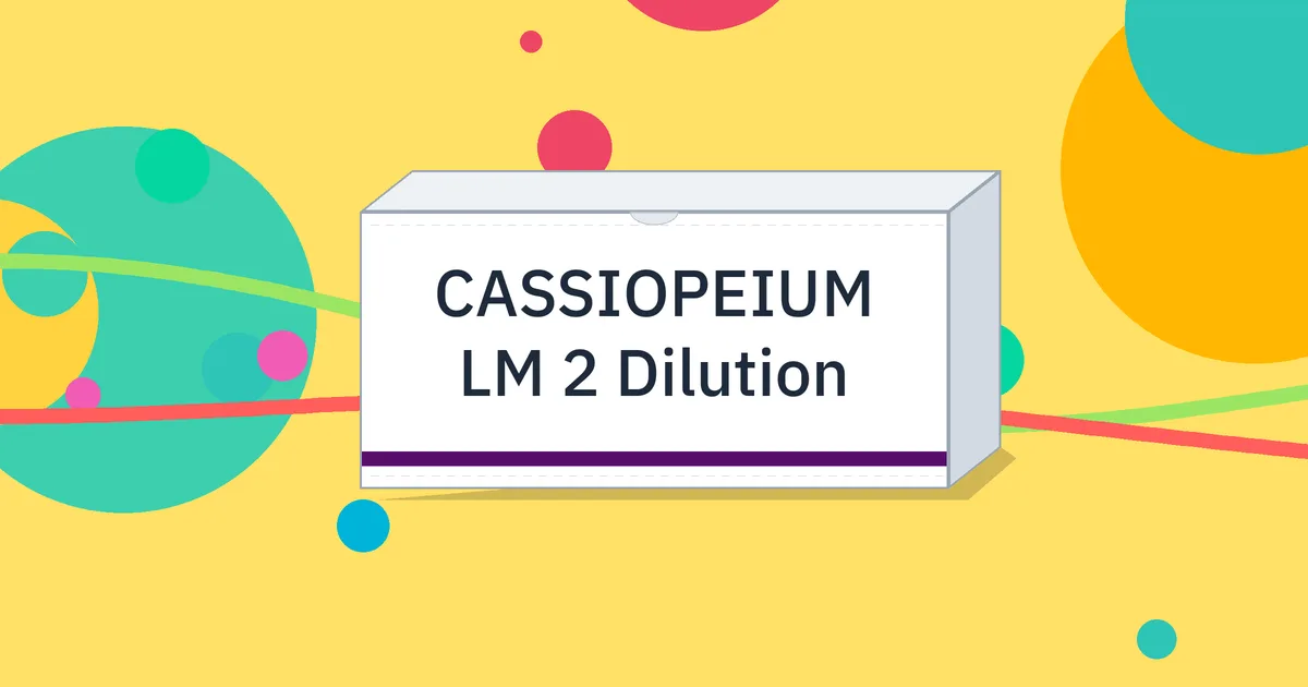 Symbolbild: Packung mit der Aufschrift CASSIOPEIUM LM 2 Dilution (PZN 13433723) – Verfügbarkeit und Bezug in Apotheken in Frankfurt am Main