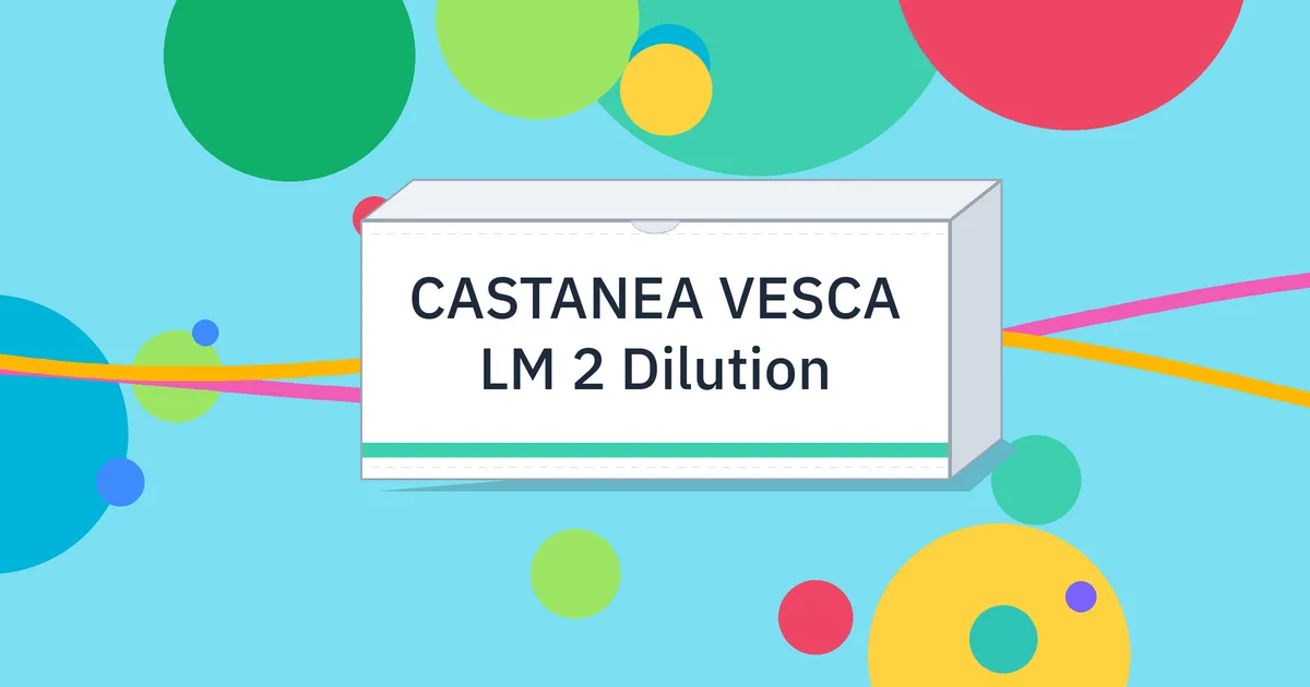 Symbolbild: Packung mit der Aufschrift CASTANEA VESCA LM 2 Dilution (PZN 13434183) – Verfügbarkeit und Bezug in Apotheken in Frankfurt am Main