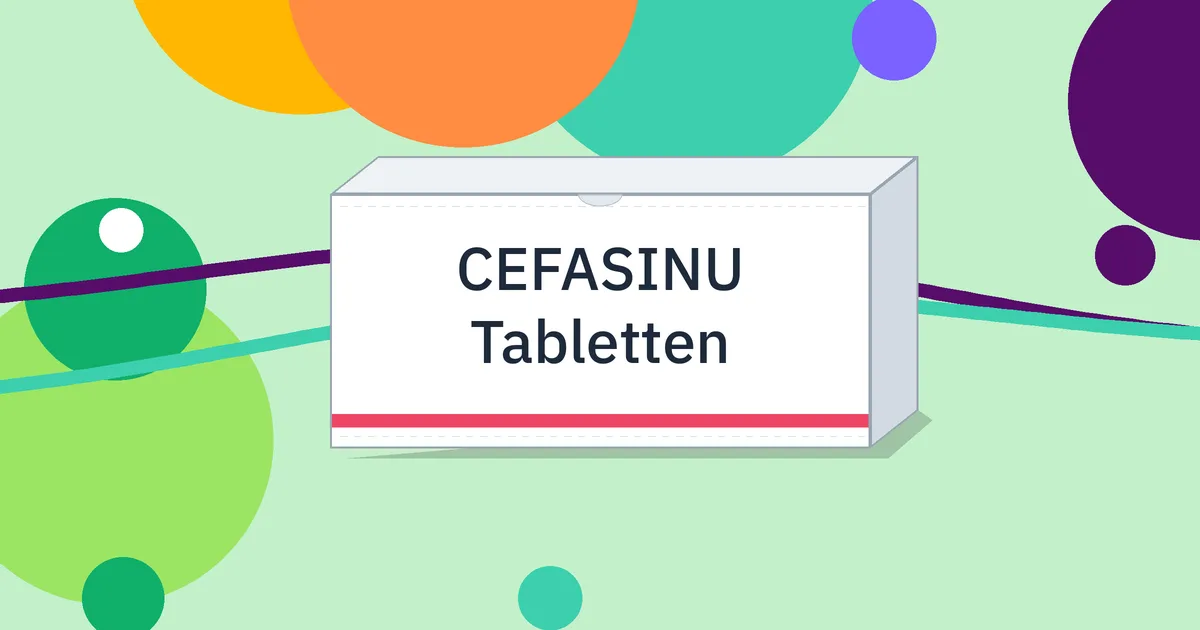 Symbolbild: Packung mit der Aufschrift CEFASINU Tabletten (PZN 10549253) – Verfügbarkeit und Bezug in Apotheken in Frankfurt am Main