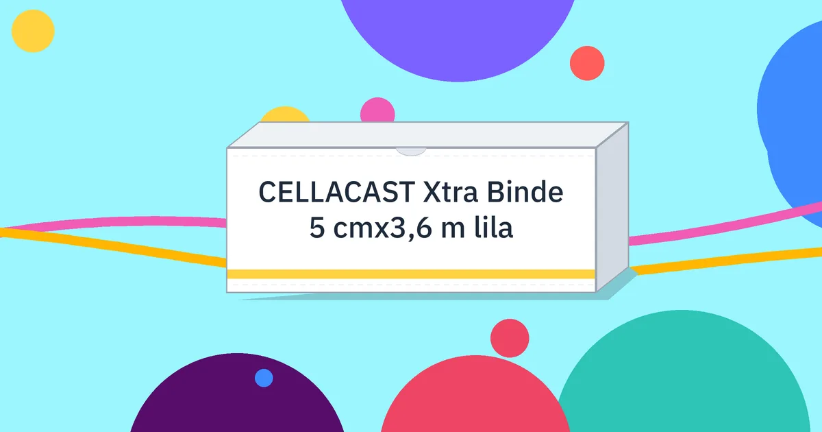 Symbolbild: Packung mit der Aufschrift CELLACAST Xtra Binde 5 cmx3,6 m lila (PZN 14252739) – Verfügbarkeit und Bezug in Apotheken in Frankfurt am Main