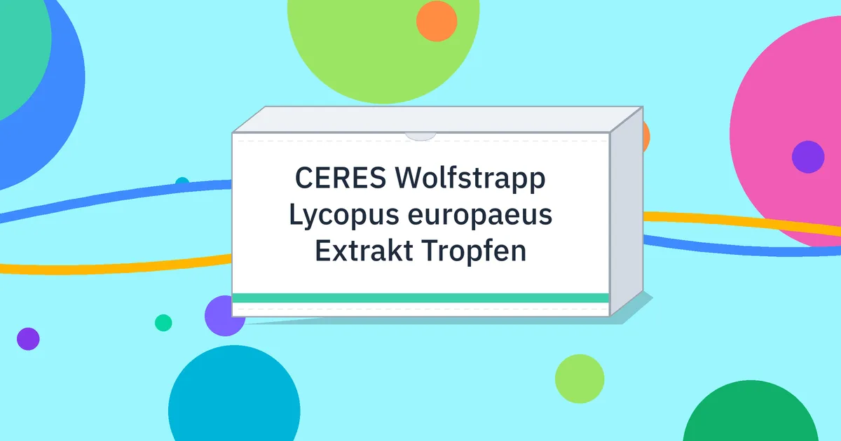Symbolbild: Packung mit der Aufschrift CERES Wolfstrapp Lycopus europaeus Extrakt Tropfen (PZN 19237549) – Verfügbarkeit und Bezug in Apotheken in Frankfurt am Main