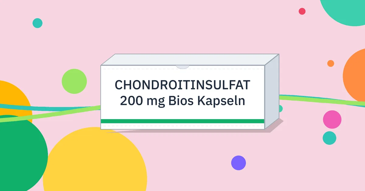 Symbolbild: Packung mit der Aufschrift CHONDROITINSULFAT 200 mg Bios Kapseln (PZN 00749235) – Verfügbarkeit und Bezug in Apotheken in Frankfurt am Main