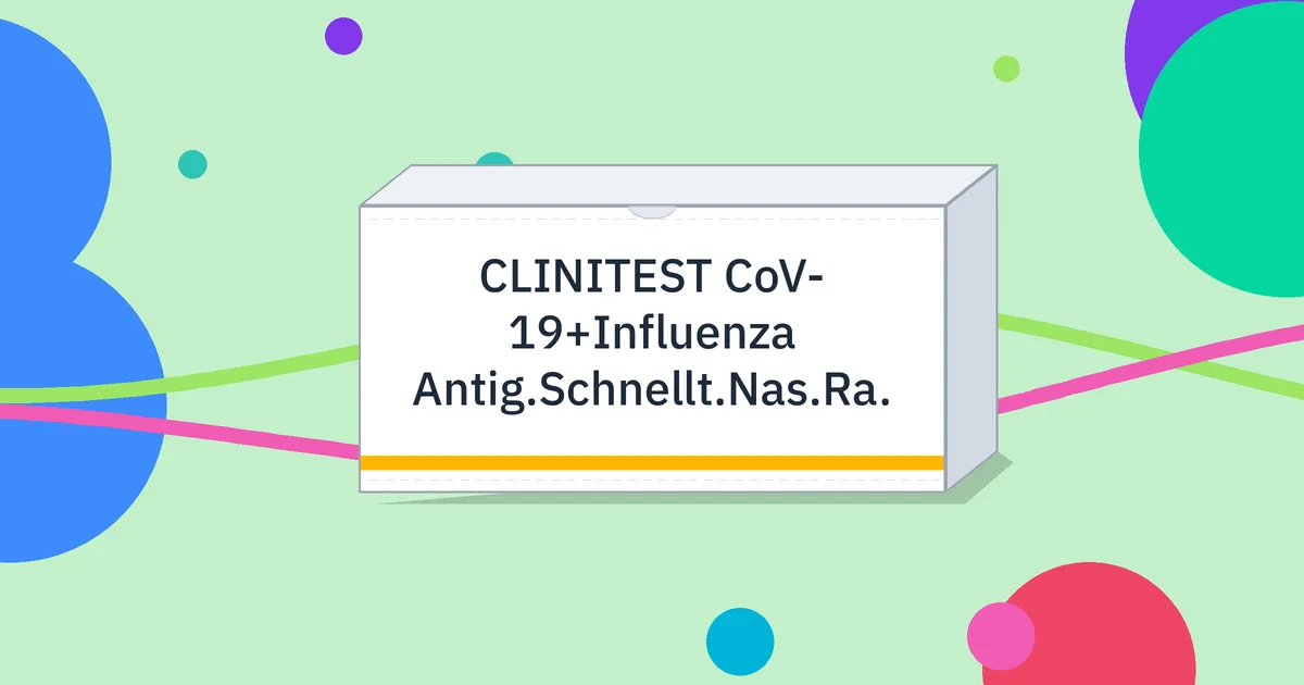 Symbolbild: Packung mit der Aufschrift CLINITEST CoV-19+Influenza Antig.Schnellt.Nas.Ra. (PZN 18405281) – Verfügbarkeit und Bezug in Apotheken in Frankfurt am Main