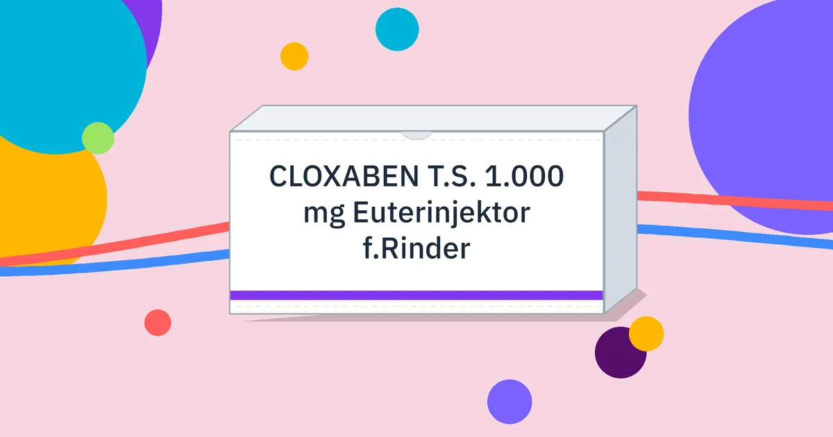 Symbolbild: Packung mit der Aufschrift CLOXABEN T.S. 1.000 mg Euterinjektor f.Rinder (PZN 16536872) – Verfügbarkeit und Bezug in Apotheken in Frankfurt am Main