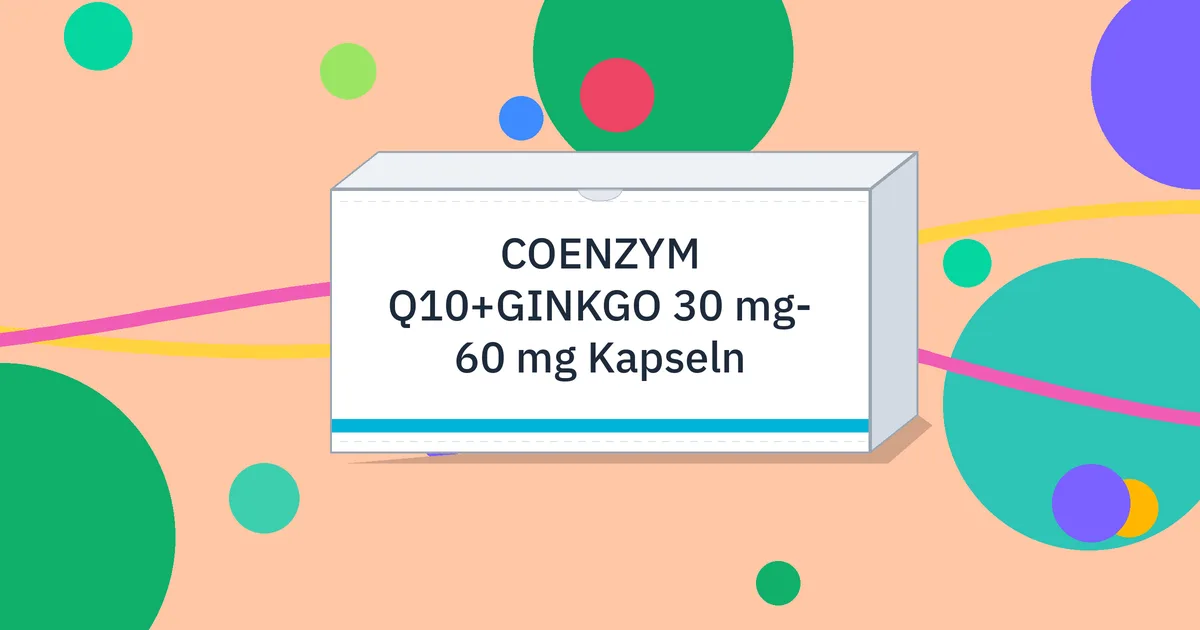 Symbolbild: Packung mit der Aufschrift COENZYM Q10+GINKGO 30 mg-60 mg Kapseln (PZN 16387136) – Verfügbarkeit und Bezug in Apotheken in Frankfurt am Main