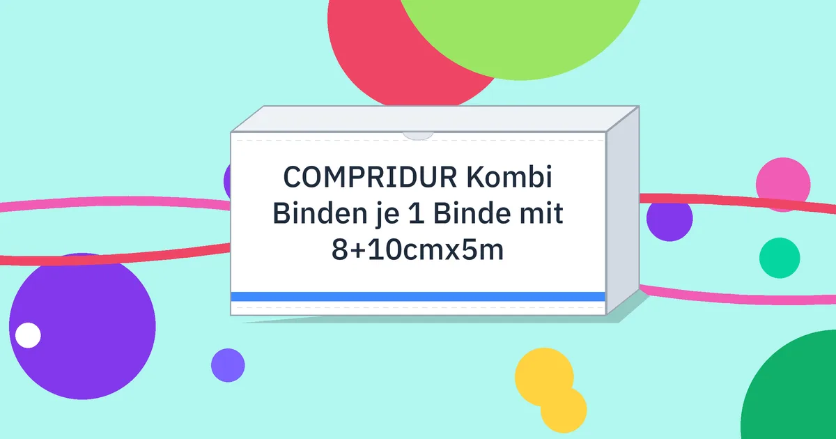 Symbolbild: Packung mit der Aufschrift COMPRIDUR Kombi Binden je 1 Binde mit 8+10cmx5m (PZN 20286010) – Verfügbarkeit und Bezug in Apotheken in Frankfurt am Main