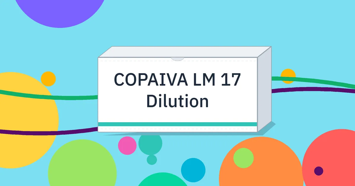 Symbolbild: Packung mit der Aufschrift COPAIVA LM 17 Dilution (PZN 13451135) – Verfügbarkeit und Bezug in Apotheken in Frankfurt am Main