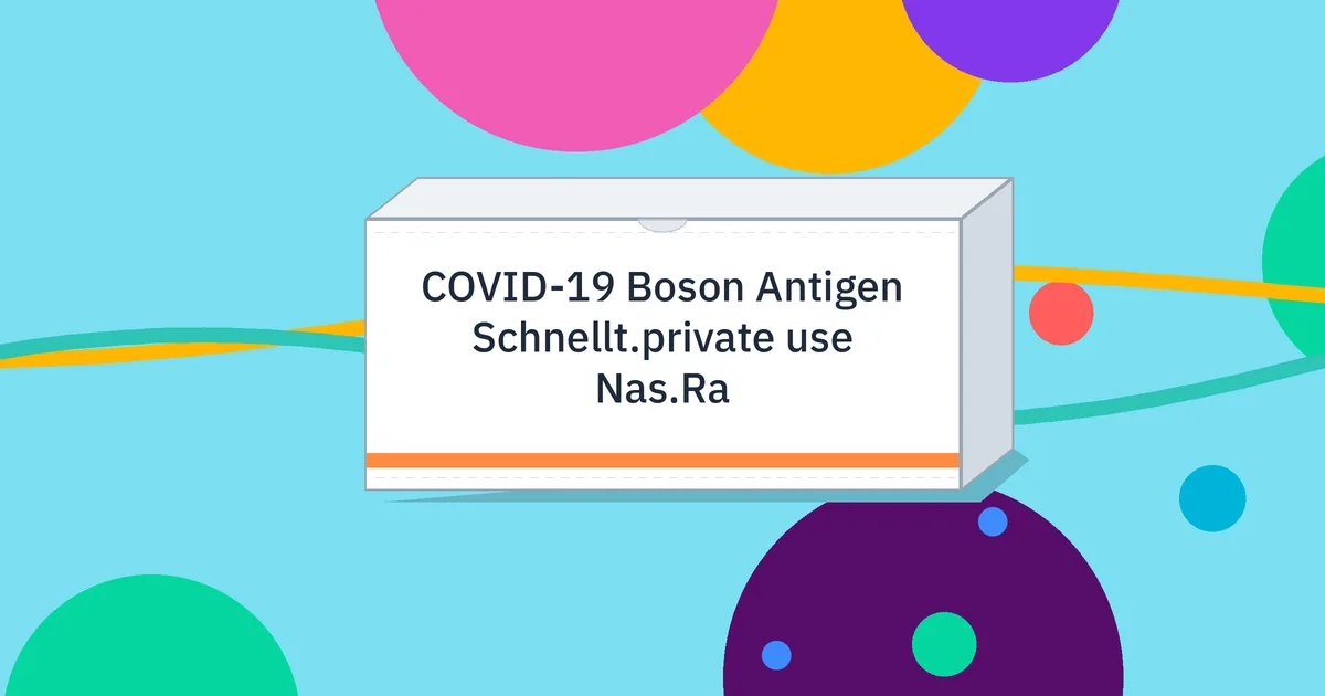 Symbolbild: Packung mit der Aufschrift COVID-19 Boson Antigen Schnellt.private use Nas.Ra (PZN 17293673) – Verfügbarkeit und Bezug in Apotheken in Frankfurt am Main