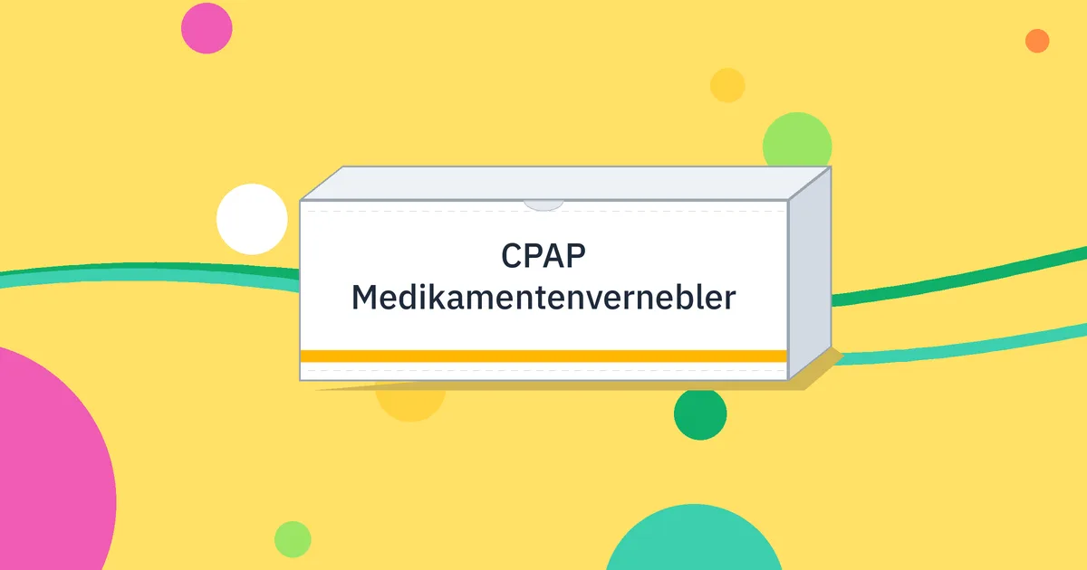 Symbolbild: Packung mit der Aufschrift CPAP Medikamentenvernebler (PZN 16797207) – Verfügbarkeit und Bezug in Apotheken in Frankfurt am Main