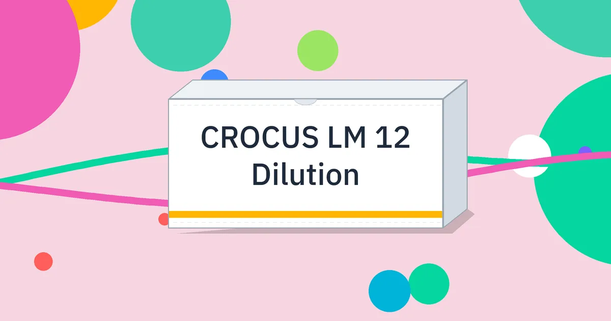 Symbolbild: Packung mit der Aufschrift CROCUS LM 12 Dilution (PZN 09649943) – Verfügbarkeit und Bezug in Apotheken in Frankfurt am Main