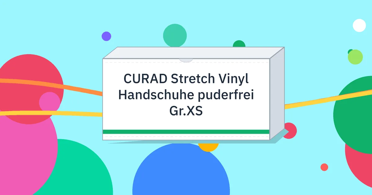 Symbolbild: Packung mit der Aufschrift CURAD Stretch Vinyl Handschuhe puderfrei Gr.XS (PZN 01551593) – Verfügbarkeit und Bezug in Apotheken in Frankfurt am Main