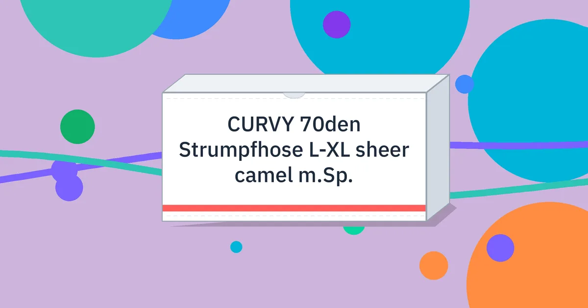 Symbolbild: Packung mit der Aufschrift CURVY 70den Strumpfhose L-XL sheer camel m.Sp. (PZN 16175658) – Verfügbarkeit und Bezug in Apotheken in Frankfurt am Main