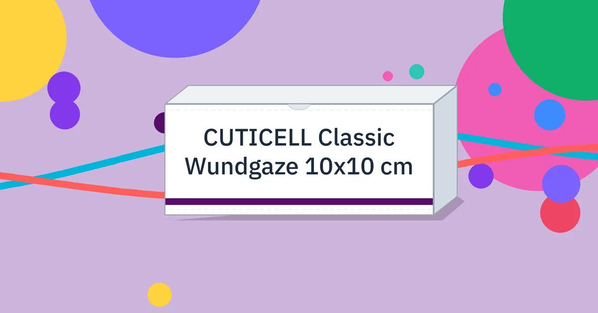 Symbolbild: Packung mit der Aufschrift CUTICELL Classic Wundgaze 10x10 cm (PZN 20206732) – Verfügbarkeit und Bezug in Apotheken in Frankfurt am Main