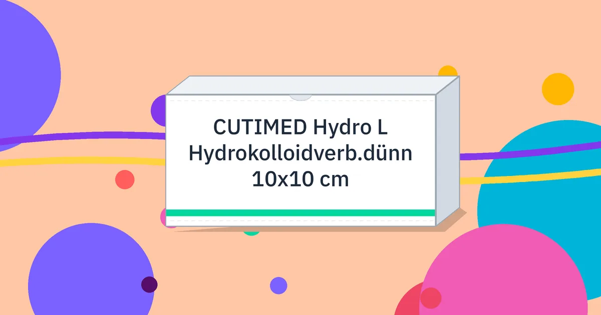 Symbolbild: Packung mit der Aufschrift CUTIMED Hydro L Hydrokolloidverb.dünn 10x10 cm (PZN 16034260) – Verfügbarkeit und Bezug in Apotheken in Frankfurt am Main