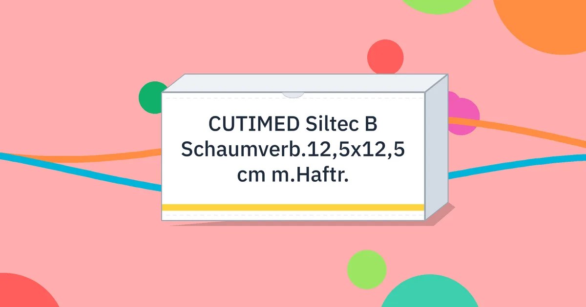 Symbolbild: Packung mit der Aufschrift CUTIMED Siltec B Schaumverb.12,5x12,5 cm m.Haftr. (PZN 14325757) – Verfügbarkeit und Bezug in Apotheken in Frankfurt am Main