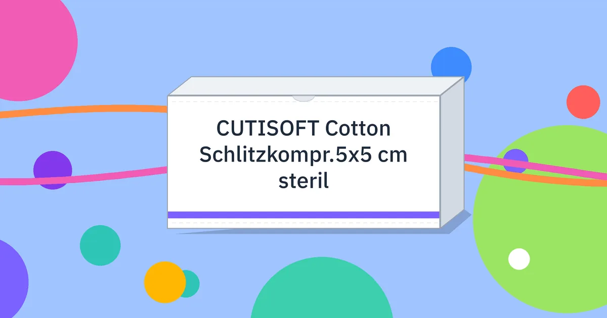 Symbolbild: Packung mit der Aufschrift CUTISOFT Cotton Schlitzkompr.5x5 cm steril (PZN 08449923) – Verfügbarkeit und Bezug in Apotheken in Frankfurt am Main