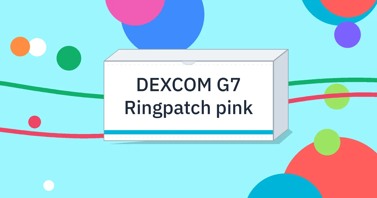 Symbolbild: Packung mit der Aufschrift DEXCOM G7 Ringpatch pink (PZN 19865702) – Verfügbarkeit und Bezug in Apotheken in Frankfurt am Main