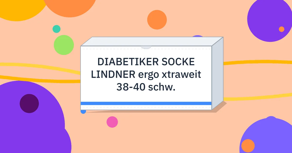 Symbolbild: Packung mit der Aufschrift DIABETIKER SOCKE LINDNER ergo xtraweit 38-40 schw. (PZN 11124797) – Verfügbarkeit und Bezug in Apotheken in Frankfurt am Main