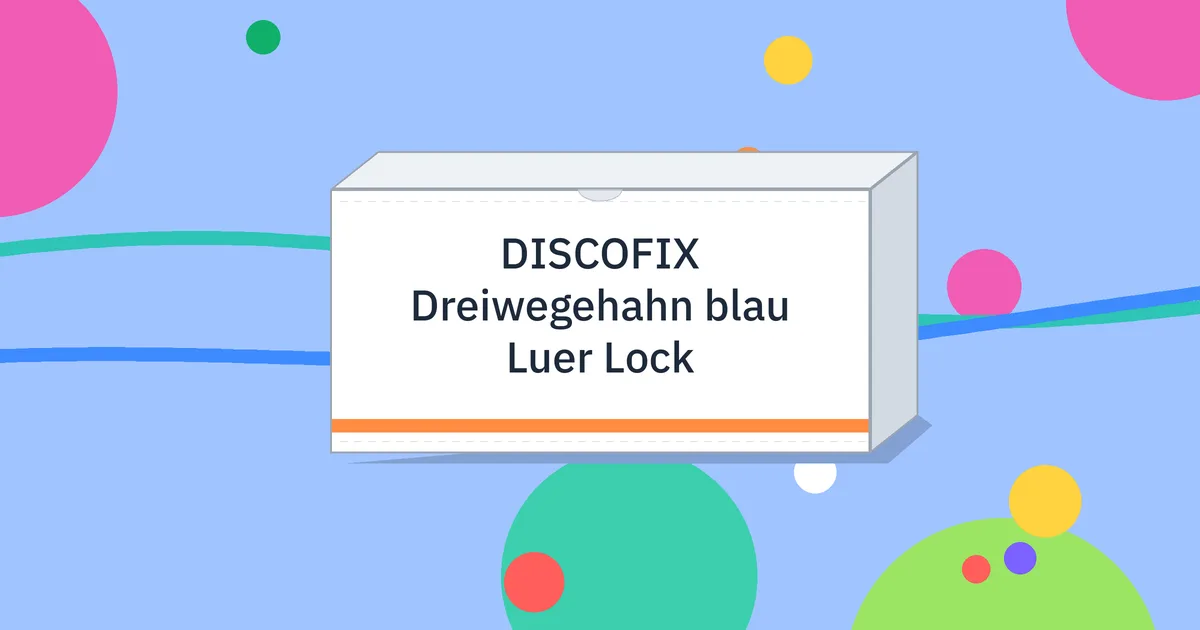 Symbolbild: Packung mit der Aufschrift DISCOFIX Dreiwegehahn blau Luer Lock (PZN 02133047) – Verfügbarkeit und Bezug in Apotheken in Frankfurt am Main