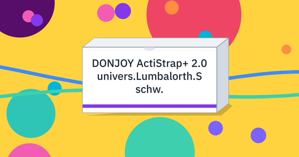 Symbolbild: Packung mit der Aufschrift DONJOY ActiStrap+ 2.0 univers.Lumbalorth.S schw. (PZN 20571124) – Verfügbarkeit und Bezug in Apotheken in Frankfurt am Main