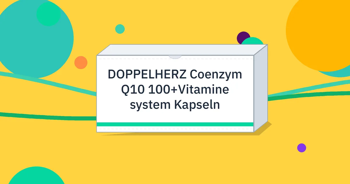Symbolbild: Packung mit der Aufschrift DOPPELHERZ Coenzym Q10 100+Vitamine system Kapseln (PZN 13754189) – Verfügbarkeit und Bezug in Apotheken in Frankfurt am Main