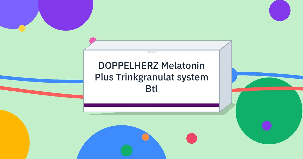 Symbolbild: Packung mit der Aufschrift DOPPELHERZ Melatonin Plus Trinkgranulat system Btl (PZN 17250497) – Verfügbarkeit und Bezug in Apotheken in Frankfurt am Main
