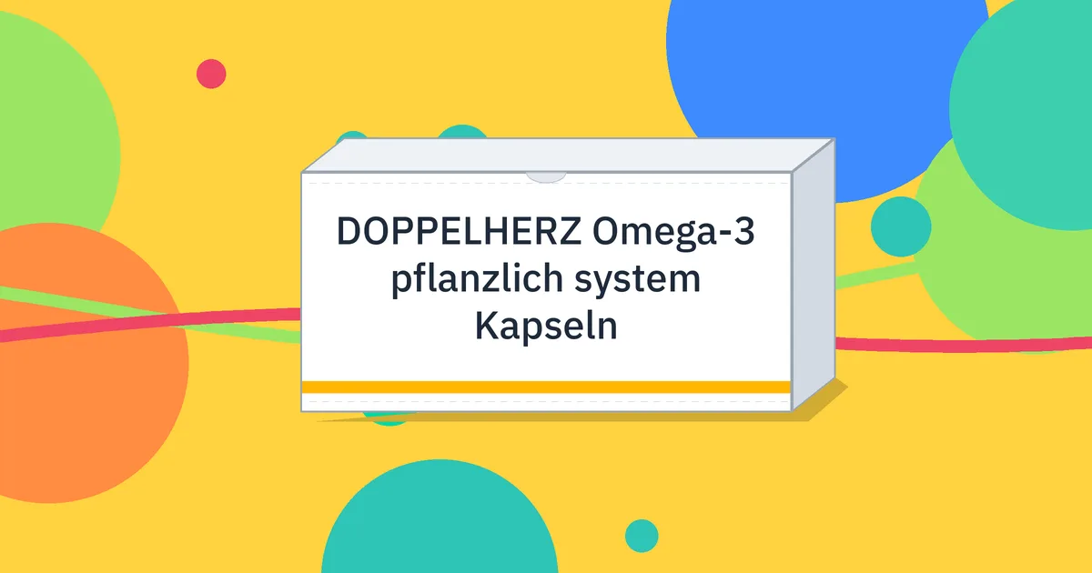 Symbolbild: Packung mit der Aufschrift DOPPELHERZ Omega-3 pflanzlich system Kapseln (PZN 13335788) – Verfügbarkeit und Bezug in Apotheken in Frankfurt am Main