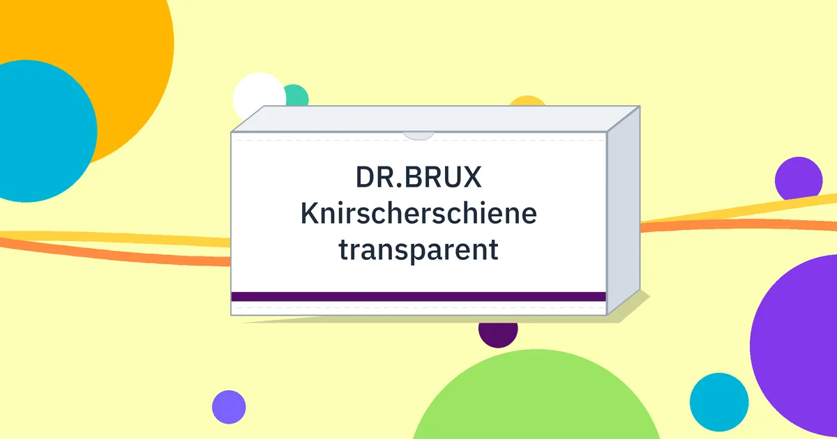 Symbolbild: Packung mit der Aufschrift DR.BRUX Knirscherschiene transparent (PZN 09888056) – Verfügbarkeit und Bezug in Apotheken in Frankfurt am Main