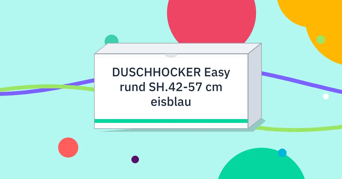 Symbolbild: Packung mit der Aufschrift DUSCHHOCKER Easy rund SH.42-57 cm eisblau (PZN 09328015) – Verfügbarkeit und Bezug in Apotheken in Frankfurt am Main