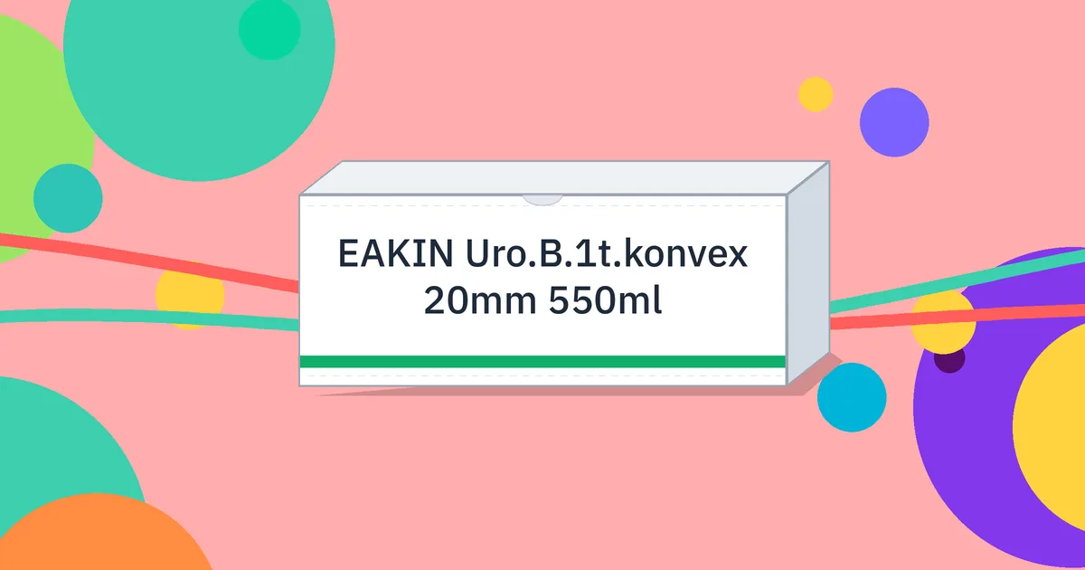 Symbolbild: Packung mit der Aufschrift EAKIN Uro.B.1t.konvex 20mm 550ml (PZN 01128469) – Verfügbarkeit und Bezug in Apotheken in Frankfurt am Main
