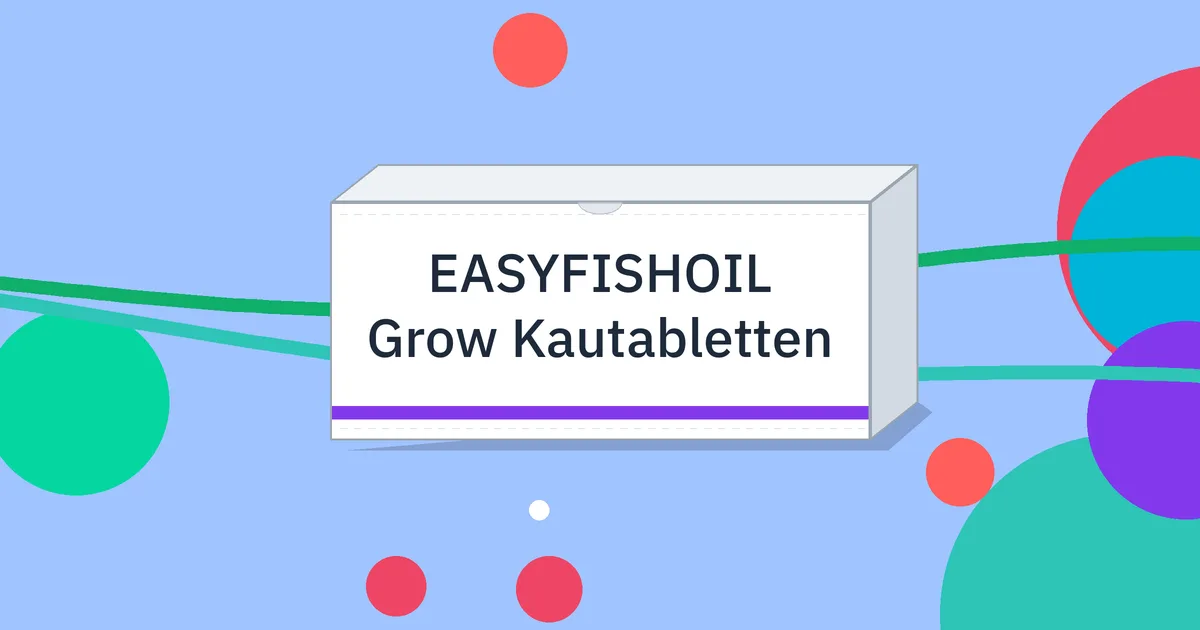 Symbolbild: Packung mit der Aufschrift EASYFISHOIL Grow Kautabletten (PZN 19235740) – Verfügbarkeit und Bezug in Apotheken in Frankfurt am Main