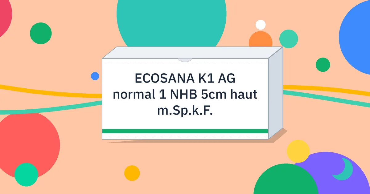 Symbolbild: Packung mit der Aufschrift ECOSANA K1 AG normal 1 NHB 5cm haut m.Sp.k.F. (PZN 04726113) – Verfügbarkeit und Bezug in Apotheken in Frankfurt am Main