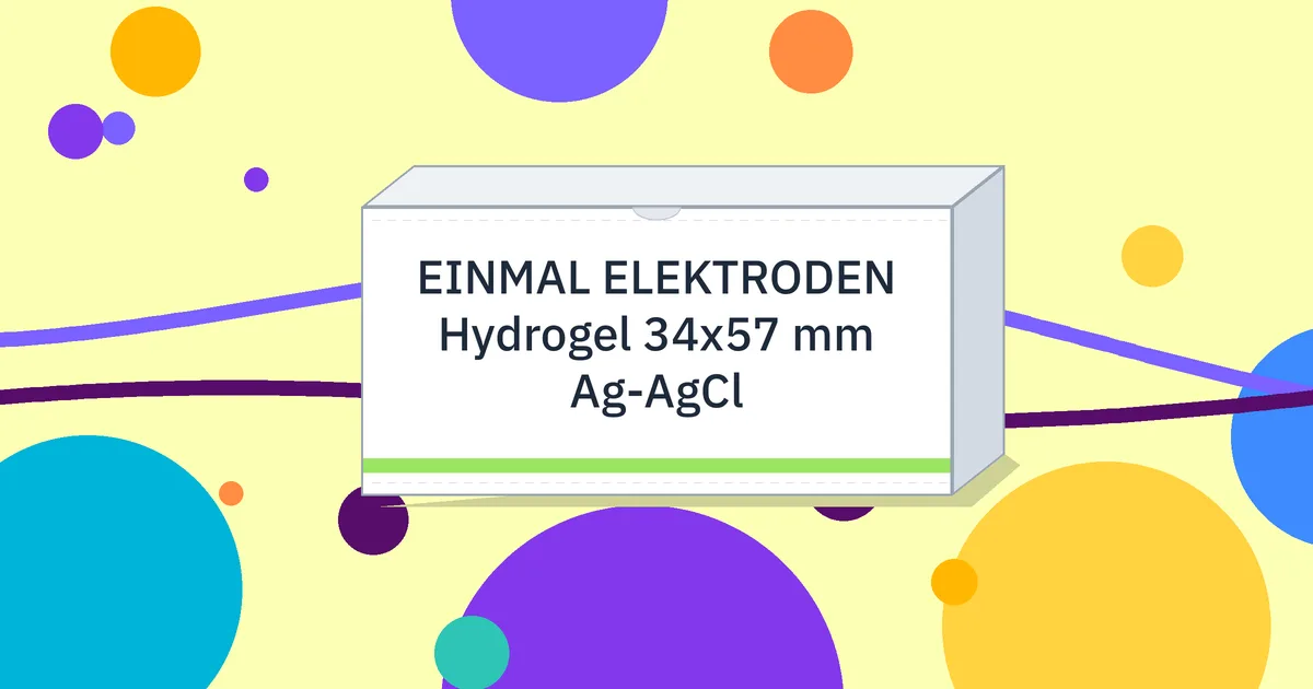 Symbolbild: Packung mit der Aufschrift EINMAL ELEKTRODEN Hydrogel 34x57 mm Ag-AgCl (PZN 18472797) – Verfügbarkeit und Bezug in Apotheken in Frankfurt am Main